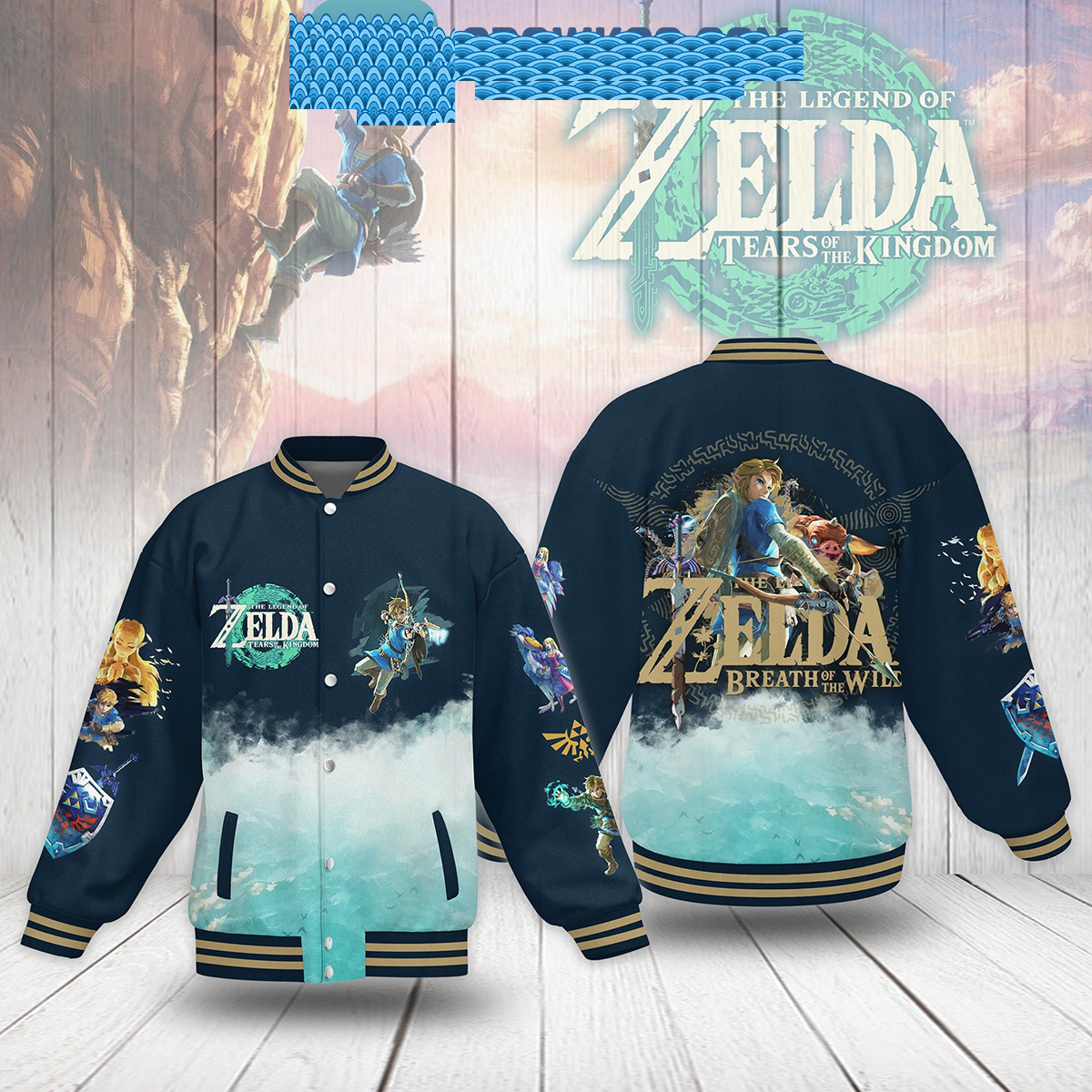 The Legend Of Zelda Breath Of The Wild Gameboy Baseball Jacket ...