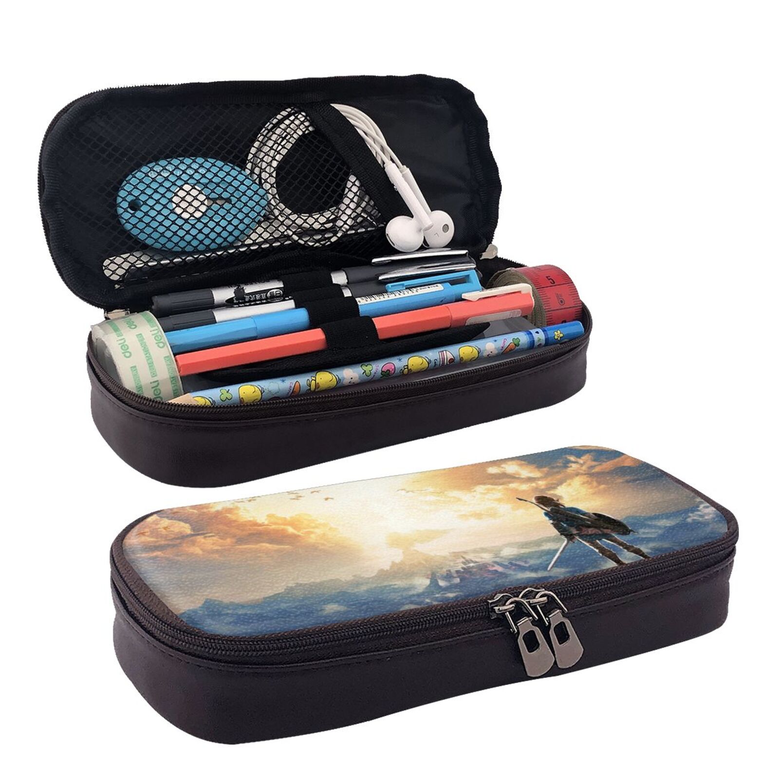 The Legend Of Zelda Brown Pencil Case Student Leather Pen Bag Holder ...