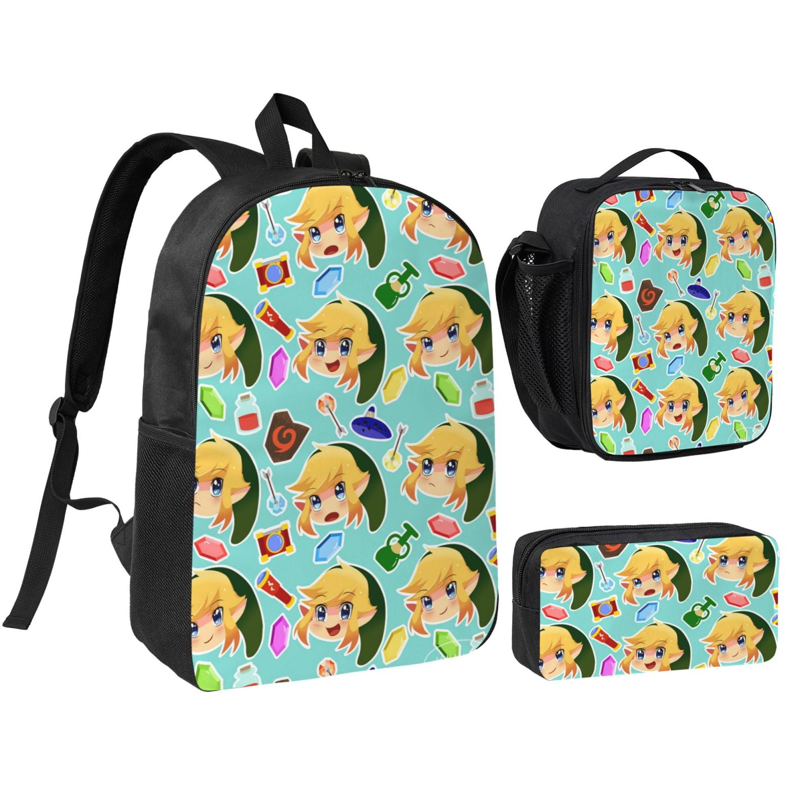 The Legend Of Zelda Laptop Backpack 3 Piece Set with Lunch Box And ...
