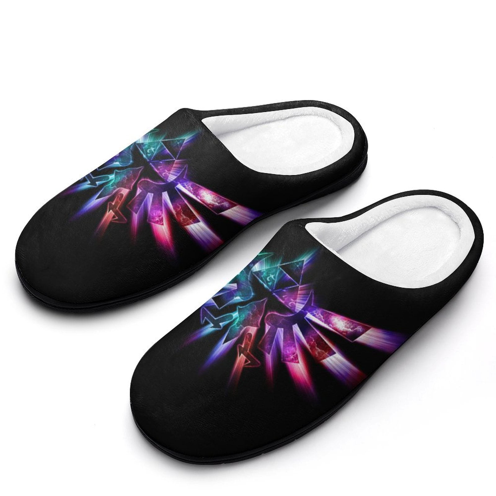 The Legend Of Zelda Logo Men's Fuzzy Slippers House Open Back Slippers ...