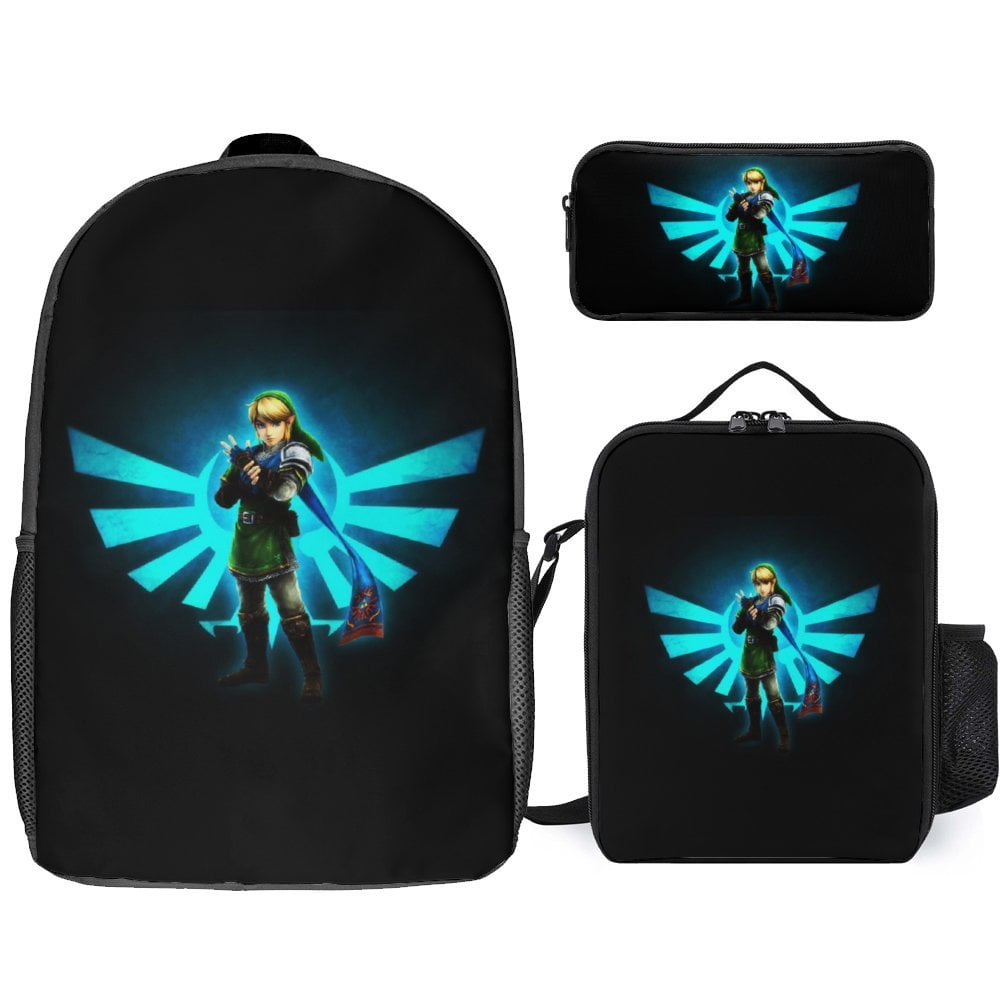 The Legend Of Zelda Symbol Backpack With Lunch Bag Pencil Case Set ...