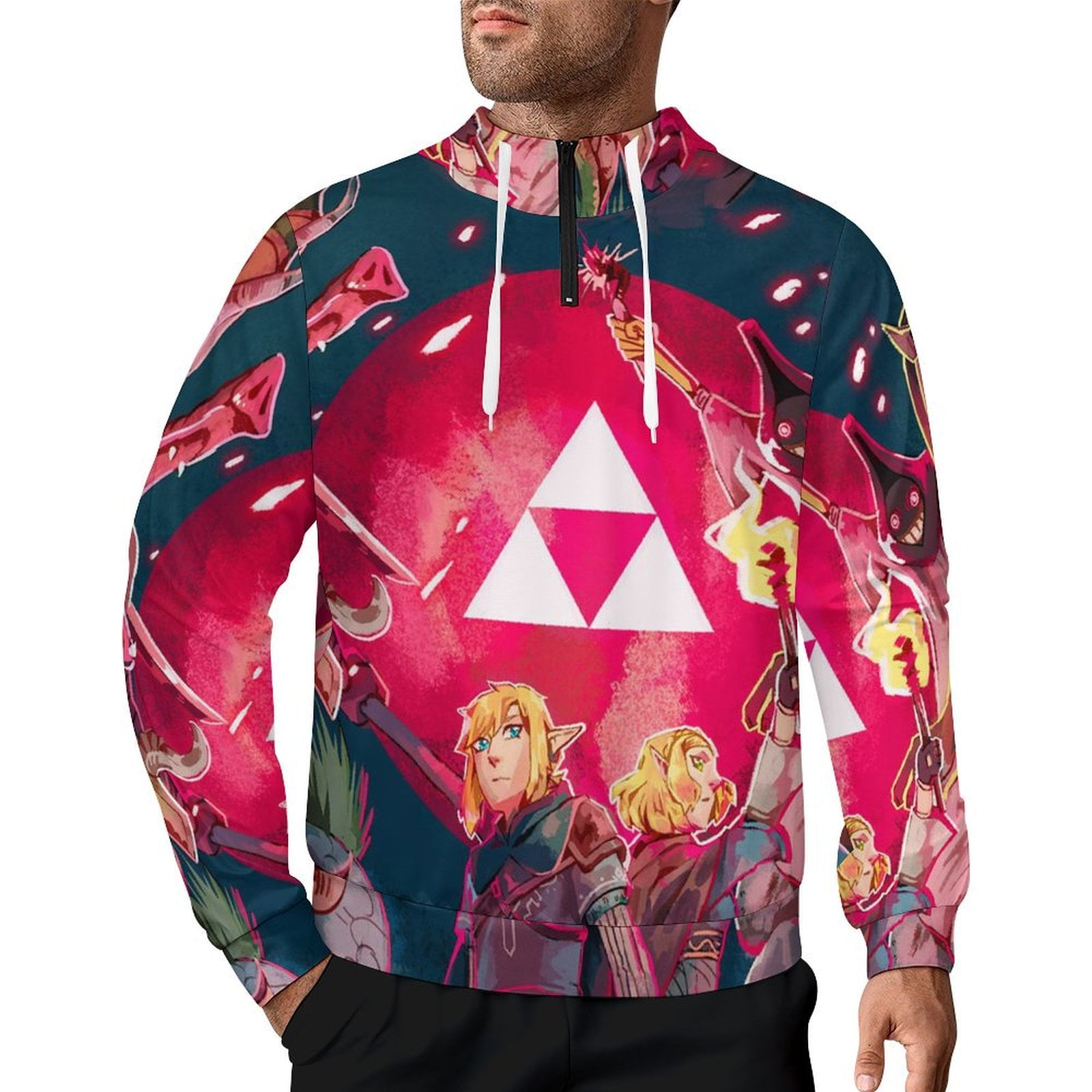 The Legend Of Zelda Zipper Pullover Sweatshirt Hoodies High Neck Hooded ...