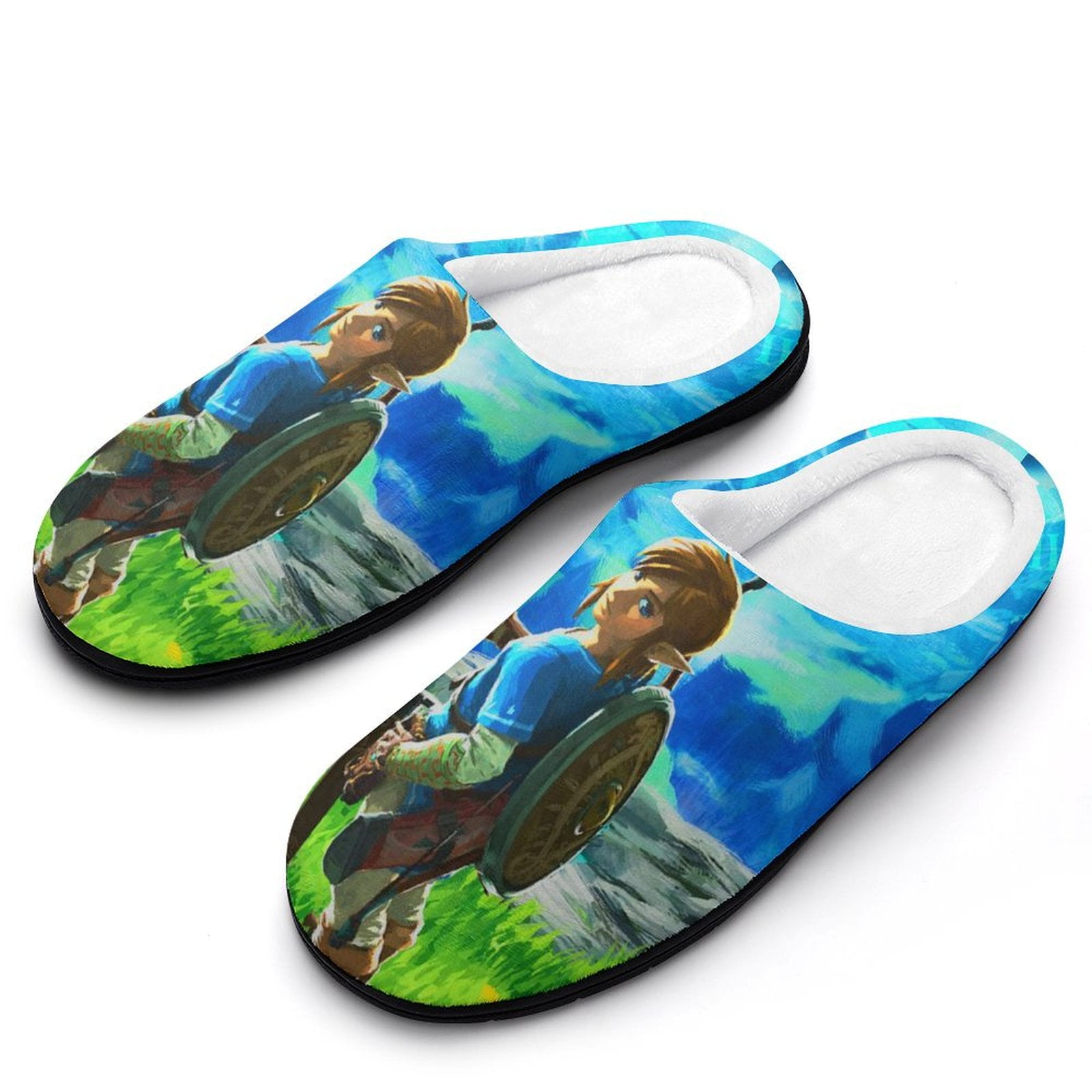 The Legend of Zelda Breath of The Wild Men's Fuzzy Slippers House Open ...