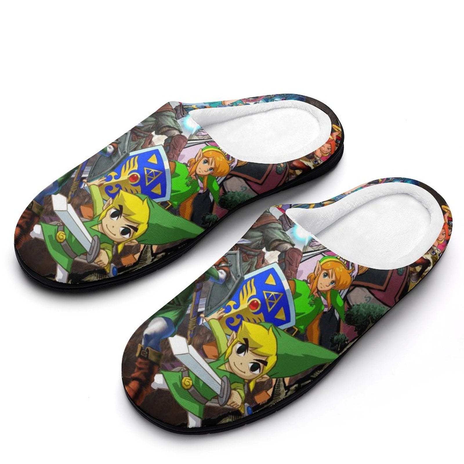 The Legend of Zelda Characters Men's Fuzzy Slippers House Open Back ...