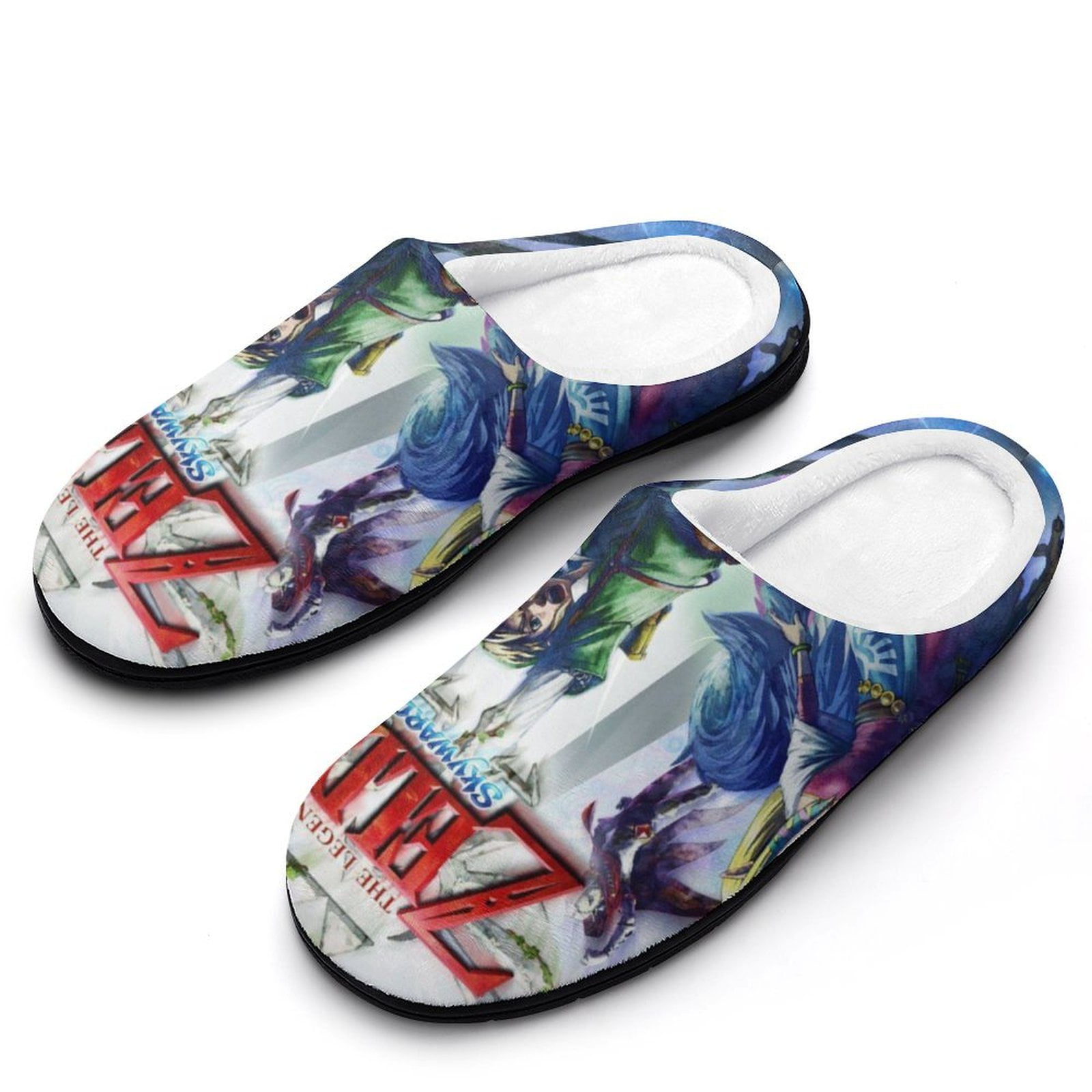 The Legend of Zelda Skyward Sword Men's Fuzzy Slippers House Open Back ...