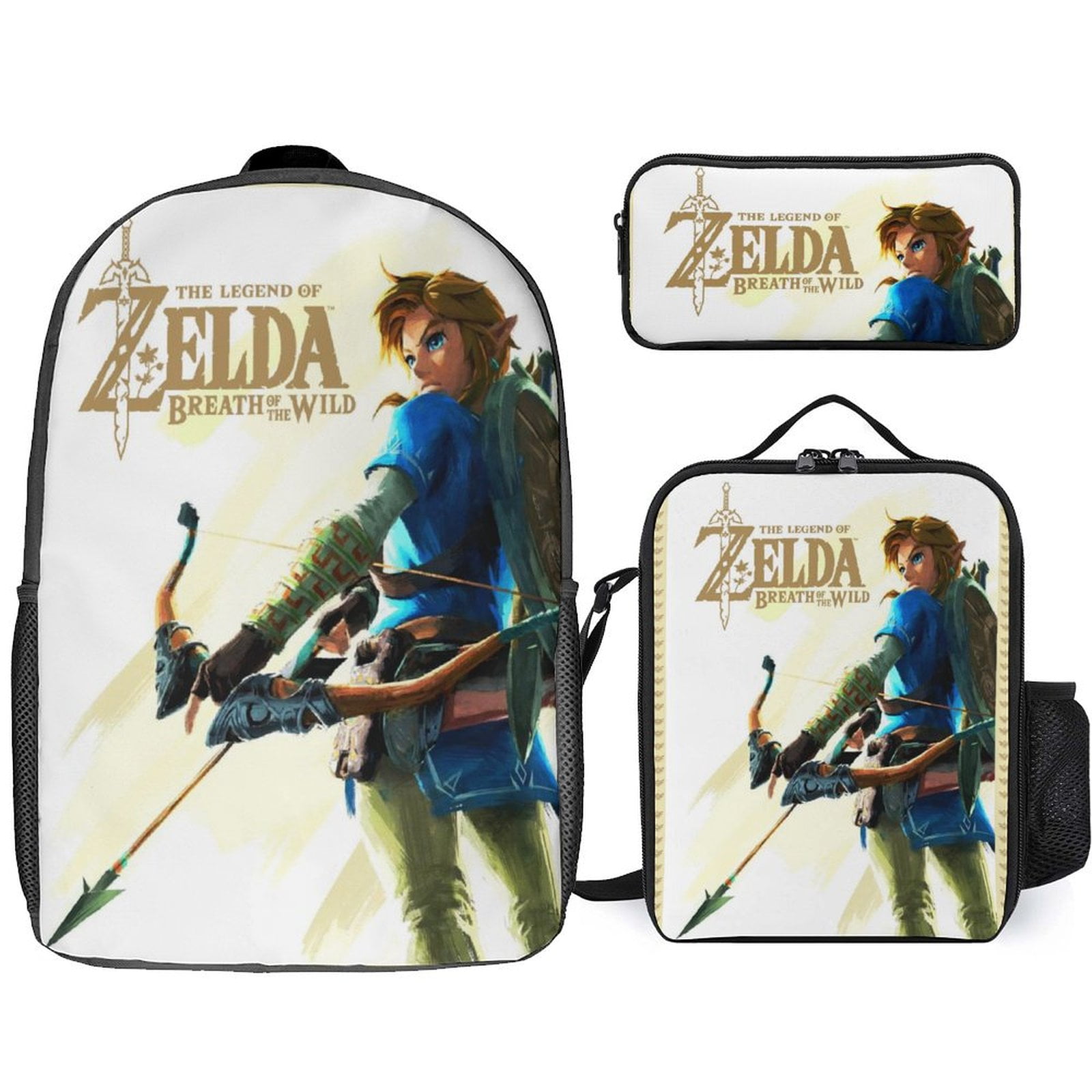 The Legend of Zelda Backpack 3 Piece Set Laptop Work Backpack Lunch Bag ...