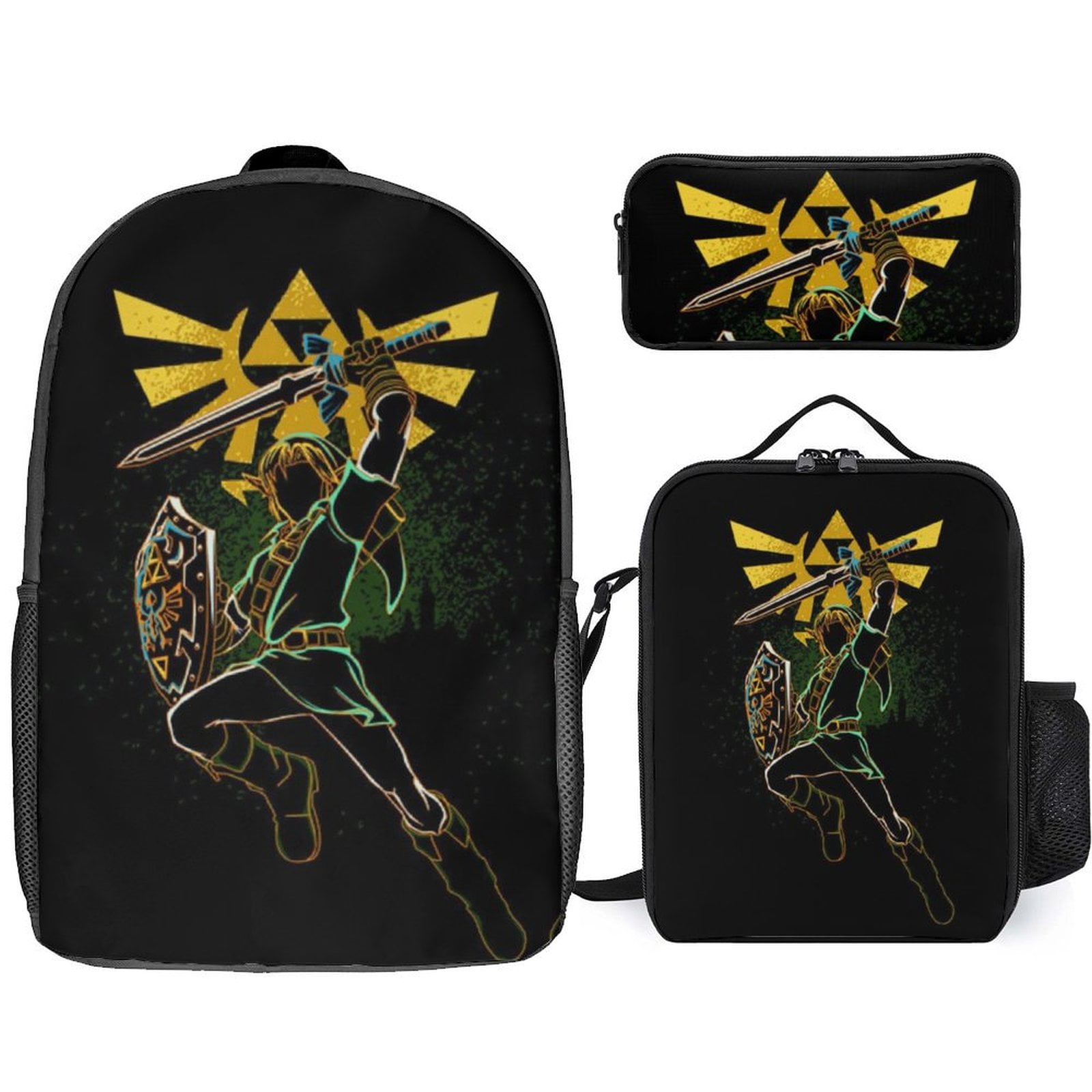 The Legend of Zelda Backpack 3 Piece Set Laptop Work Backpack Lunch Bag ...