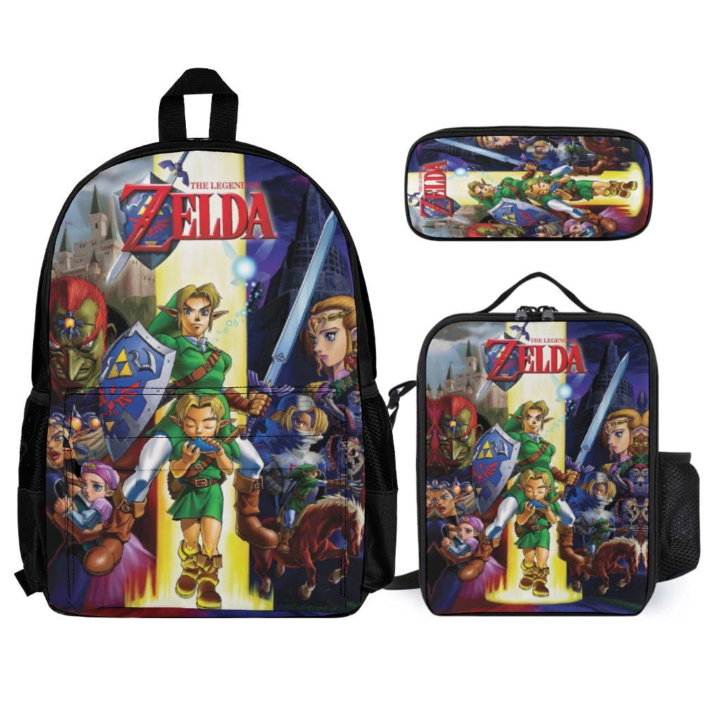 The Legend of Zelda Backpacks 3 Piece Set Kids Bookbag School Bag with ...