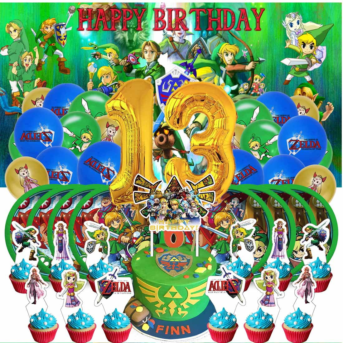 The Legend of Zelda Balloons Party Supplies 13th Decor Tableware ...