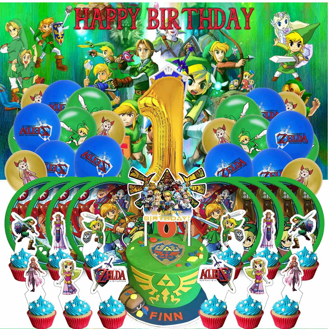 The Legend of Zelda Balloons Party Supplies 1st Decor Tableware ...