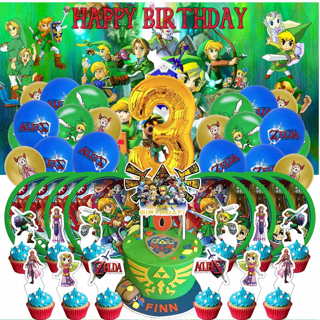 The Legend of Zelda Balloons Party Supplies 3rd Decor Tableware ...