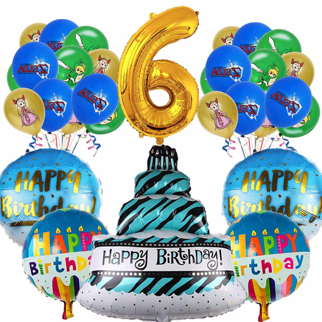 The Legend of Zelda Balloons Party Supplies 6th Big Number Decorations ...