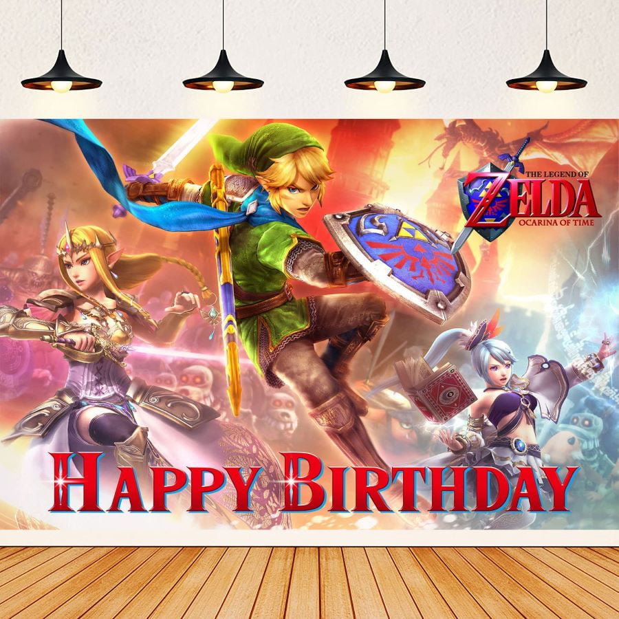 The Legend of Zelda Happy Birthday Anime Cartoon Theme Backdrops Banner ...