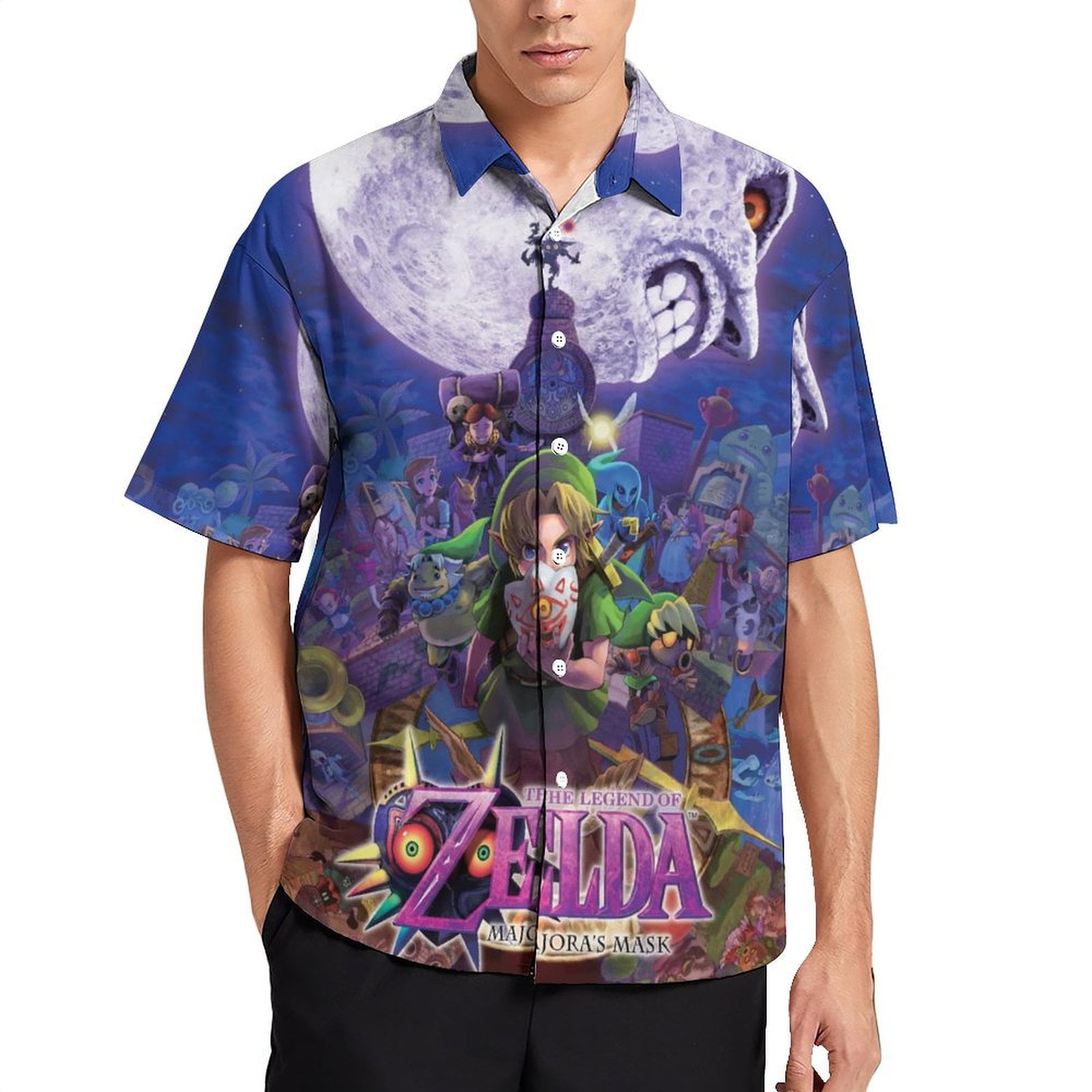 The Legend of Zelda Mens Hawaiian Shirt Short Sleeve Button Down Shirts ...