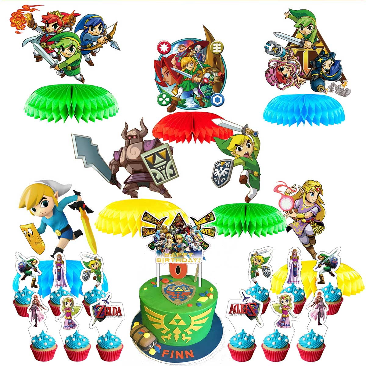 The Legend of Zelda Party Decor Supplies Honeycomb Centerpieces Table ...