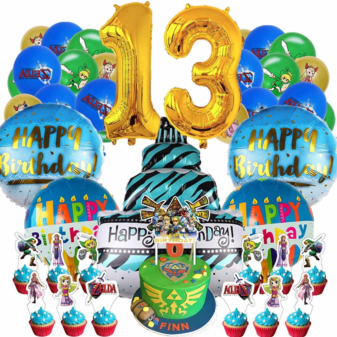 The Legend of Zelda Party Supplies 13th Decor Kit Balloons Birthday ...