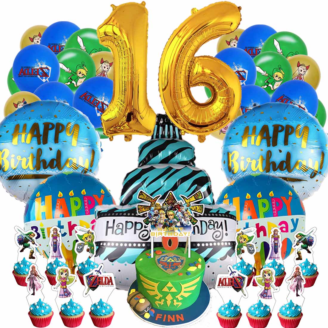 The Legend of Zelda Party Supplies 16th Decor Kit Balloons Birthday ...