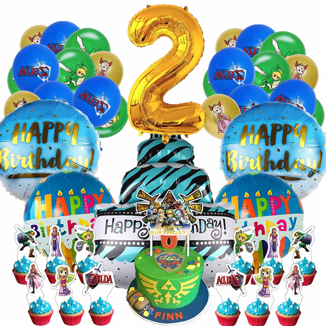 The Legend of Zelda Party Supplies 2nd Decor Kit Balloons Birthday Cake ...