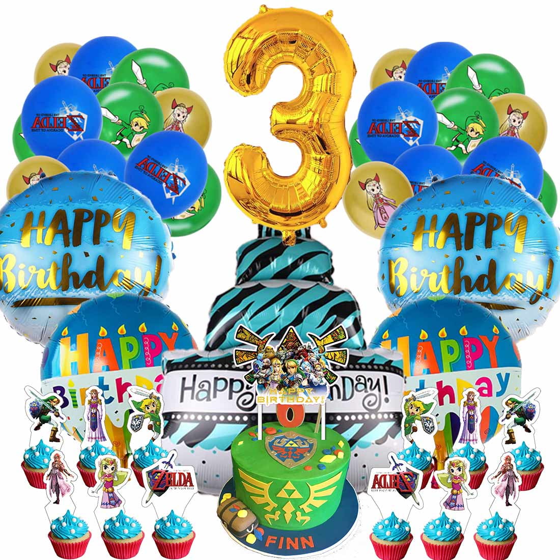 The Legend of Zelda Party Supplies 3rd Decor Kit Balloons Birthday Cake ...