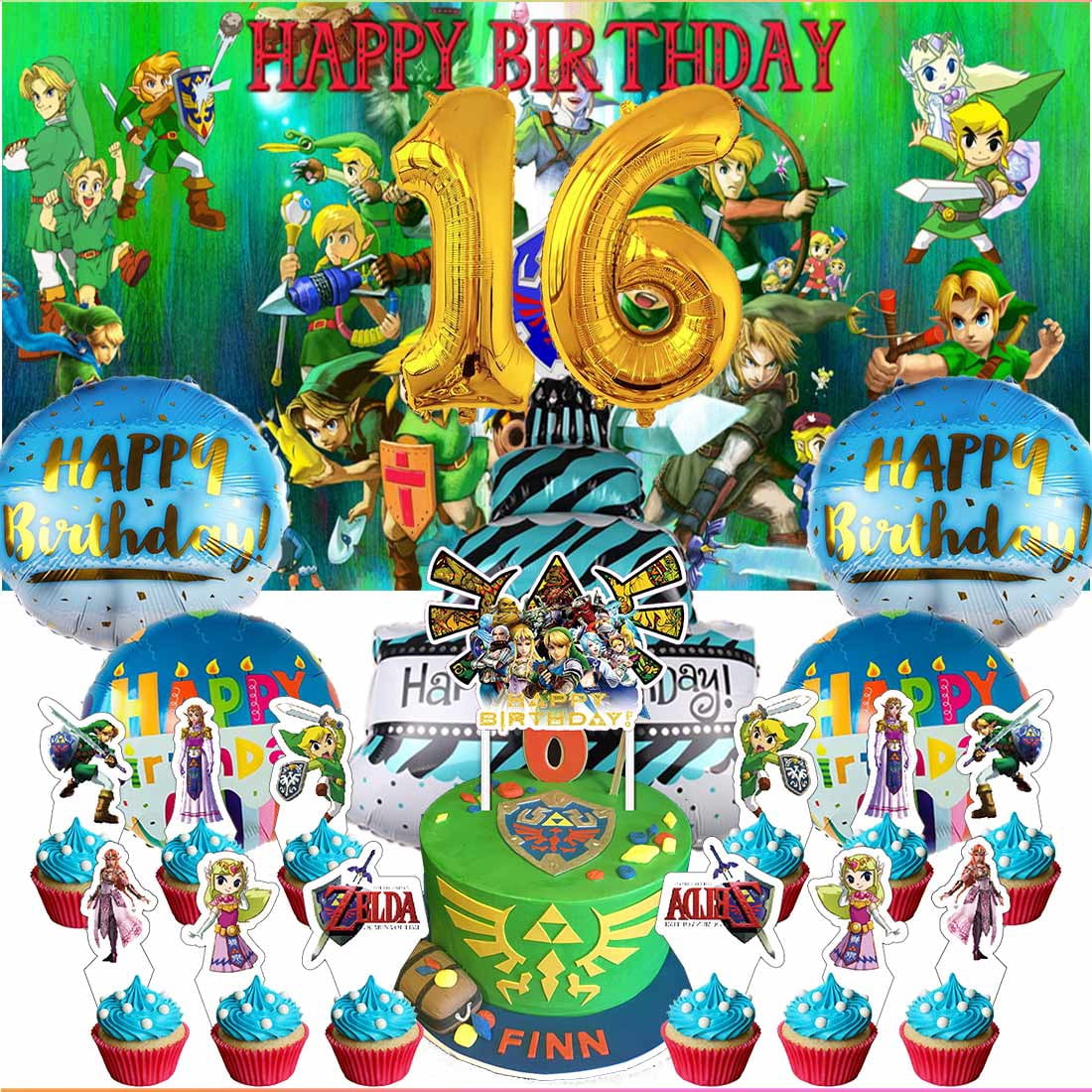 The Legend of Zelda Party Supplies Decor 16th Kit Balloons Birthday ...