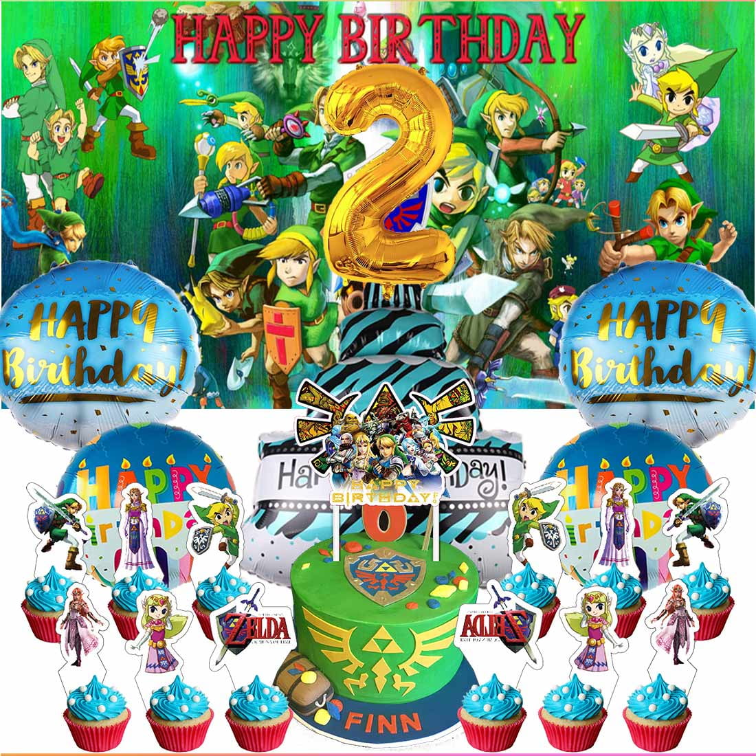 The Legend of Zelda Party Supplies Decor 2nd Kit Balloons Birthday Cake ...