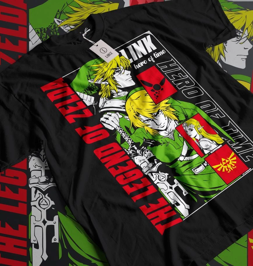 The Legend of Zelda T-shirt Link To The Past Graphic Print Black Shirt ...