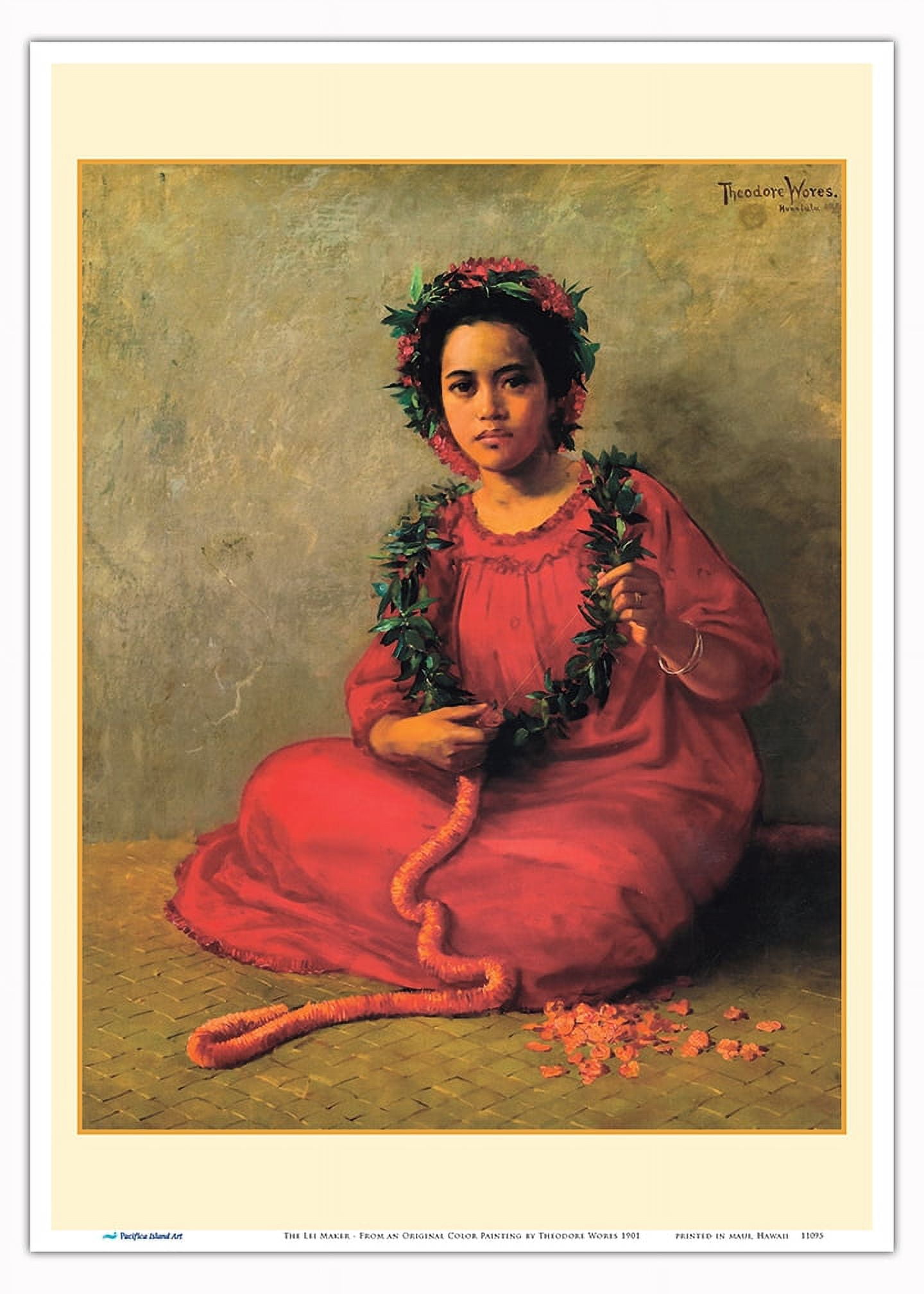 The Lei Maker - From an Original Color Painting by Theodore Wores c ...