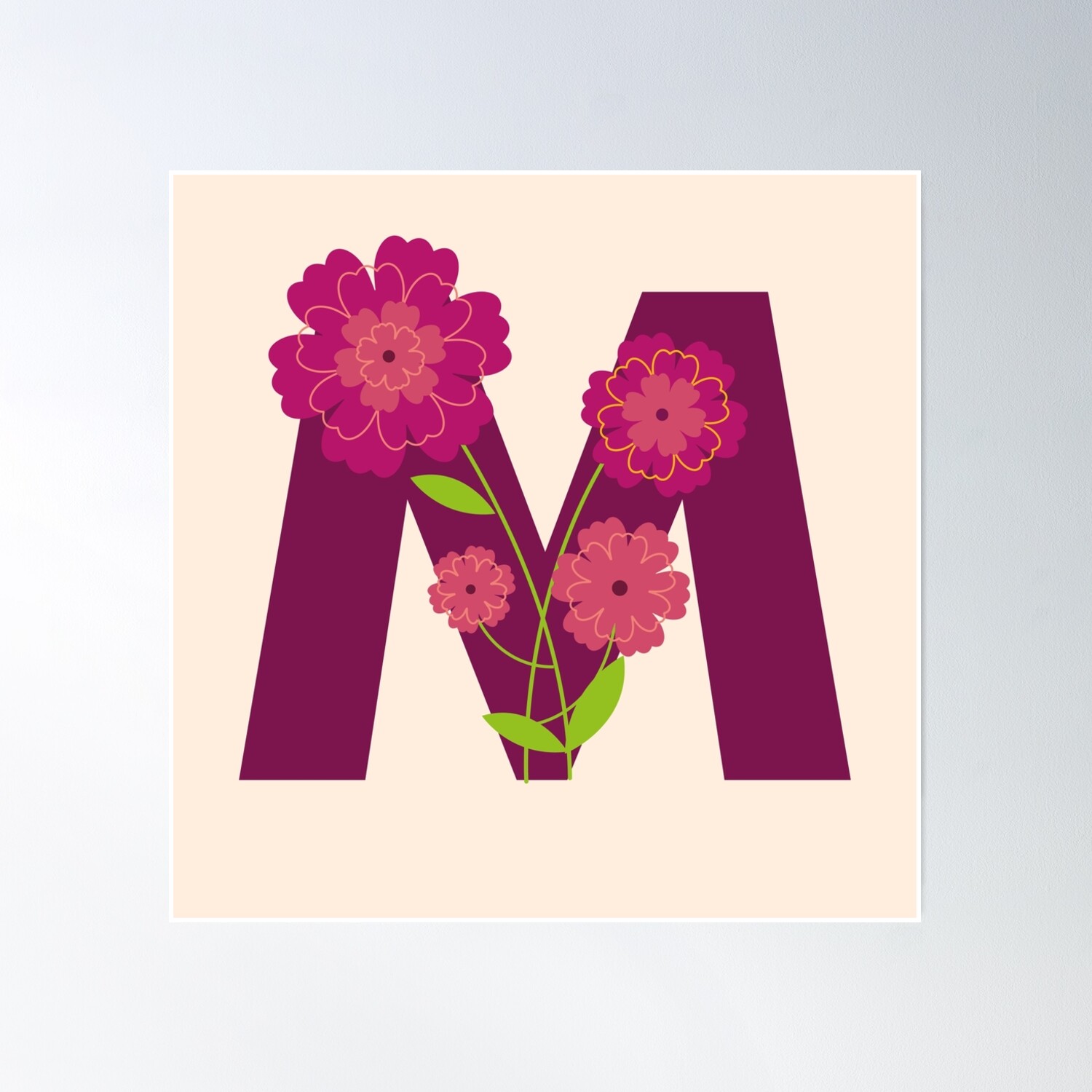 The Letter M Poster Wall Art, Modern Wall Decor, 30x30 UNFRAMED ...
