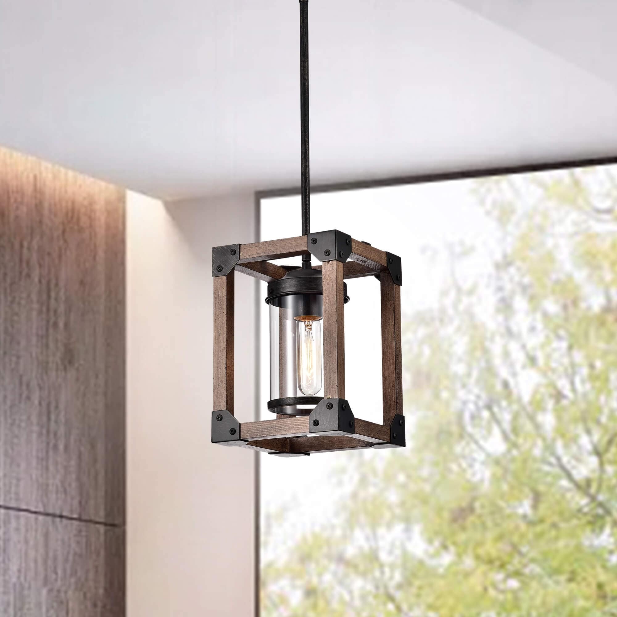 The Lighting Store Daniela Antique Black Wooden Cage Pendant Chandelier ...