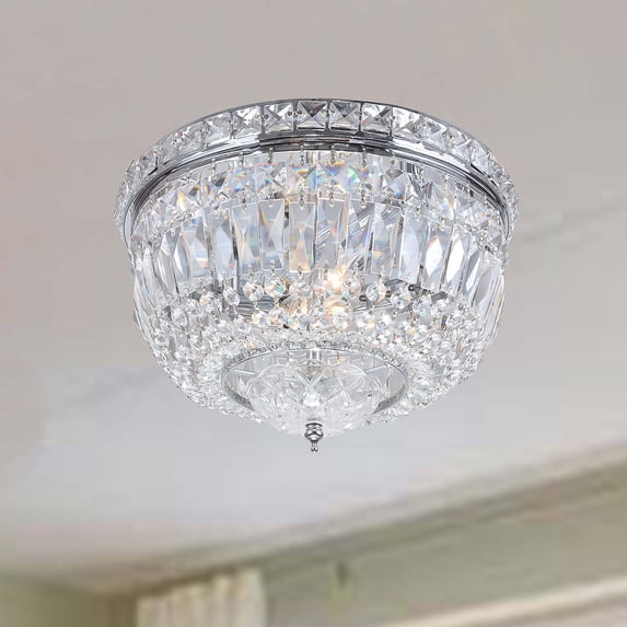 The Lighting Shop Elisa Chrome Crystal Basket Flush Mount Chandelier ...