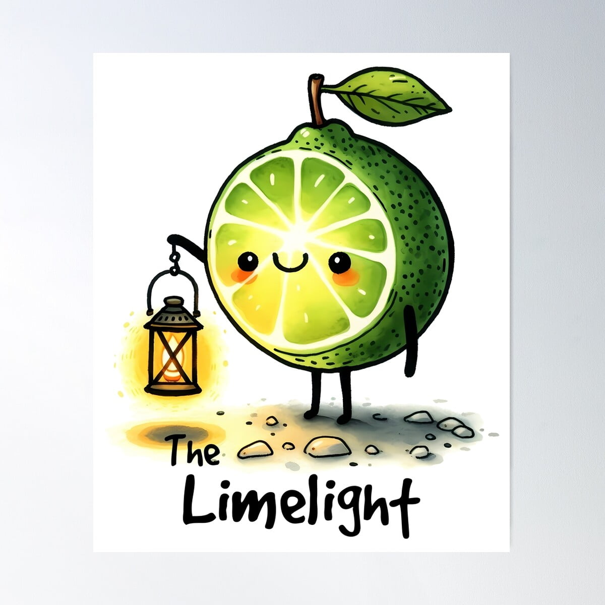 The Limelight Cute Kawaii Lime Pun Poster Wall Art, Modern Wall Decor ...