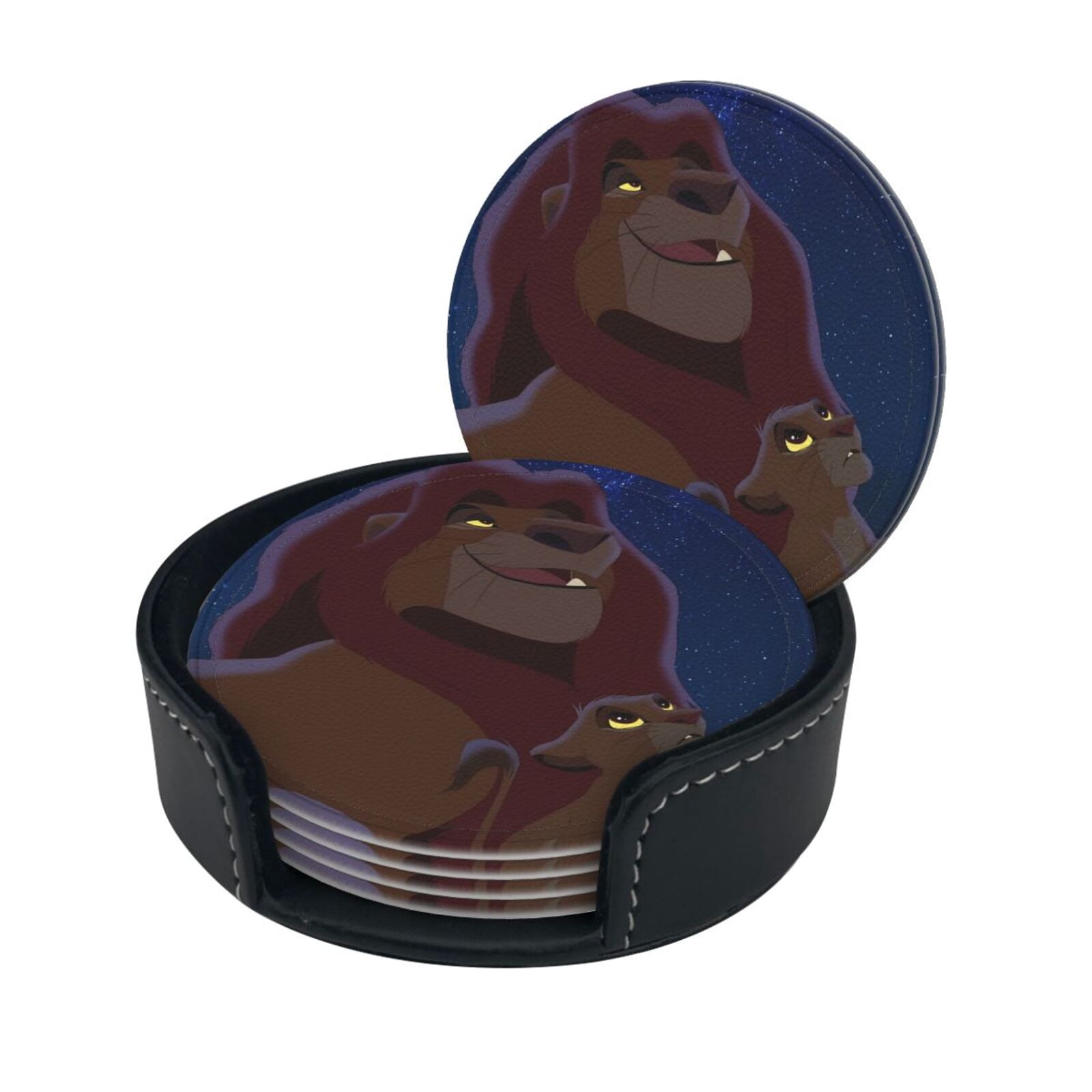 The Lion King Anime Funny Coasters,6 Pcs Leather Coasters That Protect ...