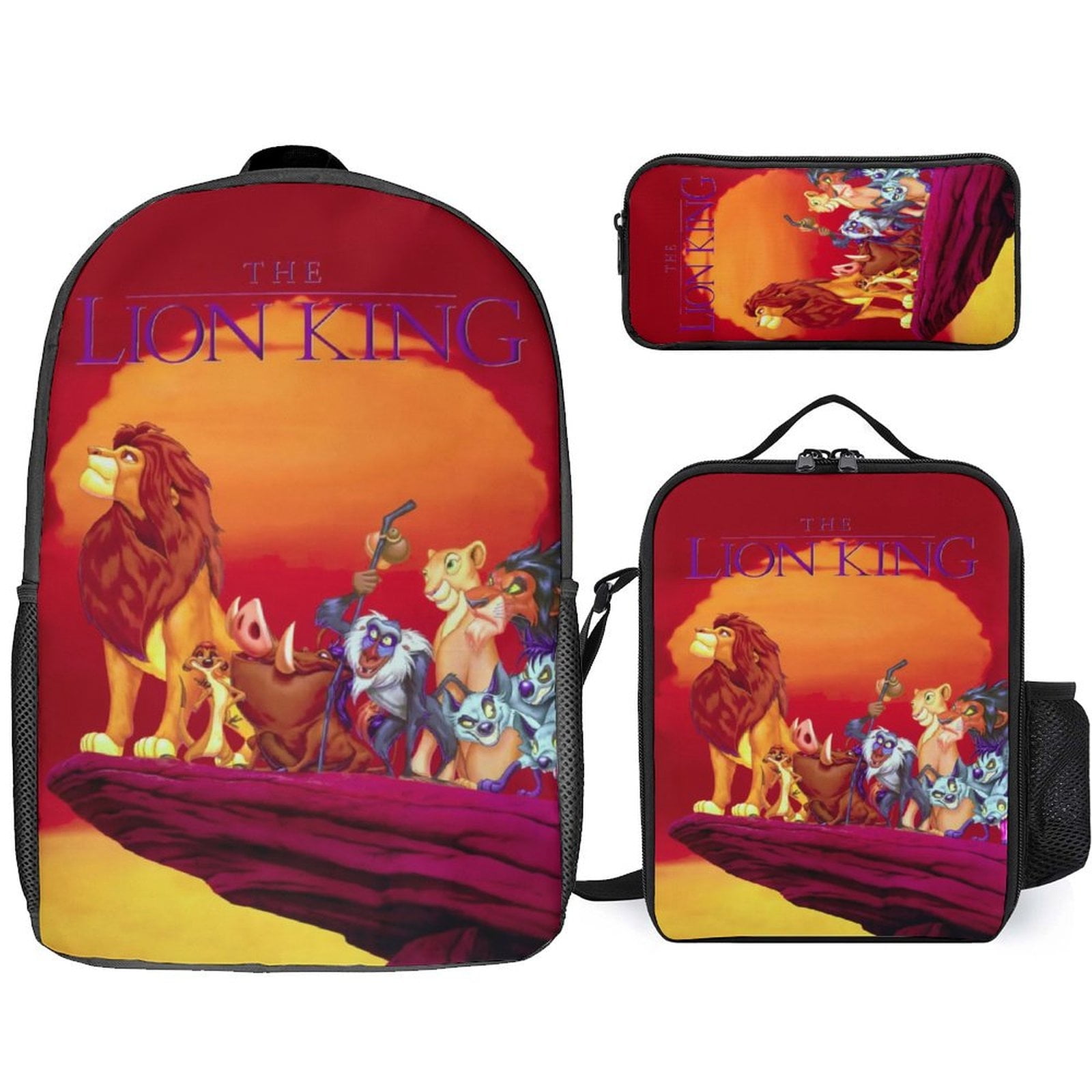 The Lion King Backpacks 3 Piece Set Bookbag with Lunch Bag And Pencil ...