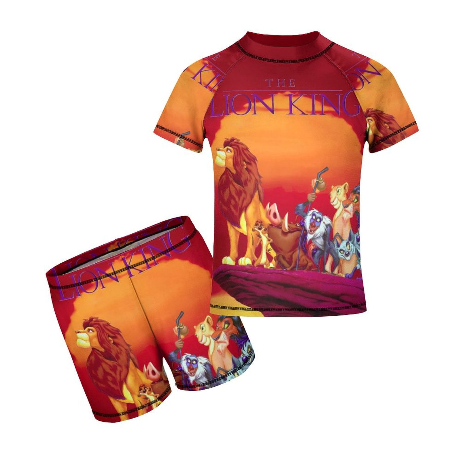 The Lion King Boys 2-Piece Swimsuit Set, Short Sleeve Rash Guard & Swim ...