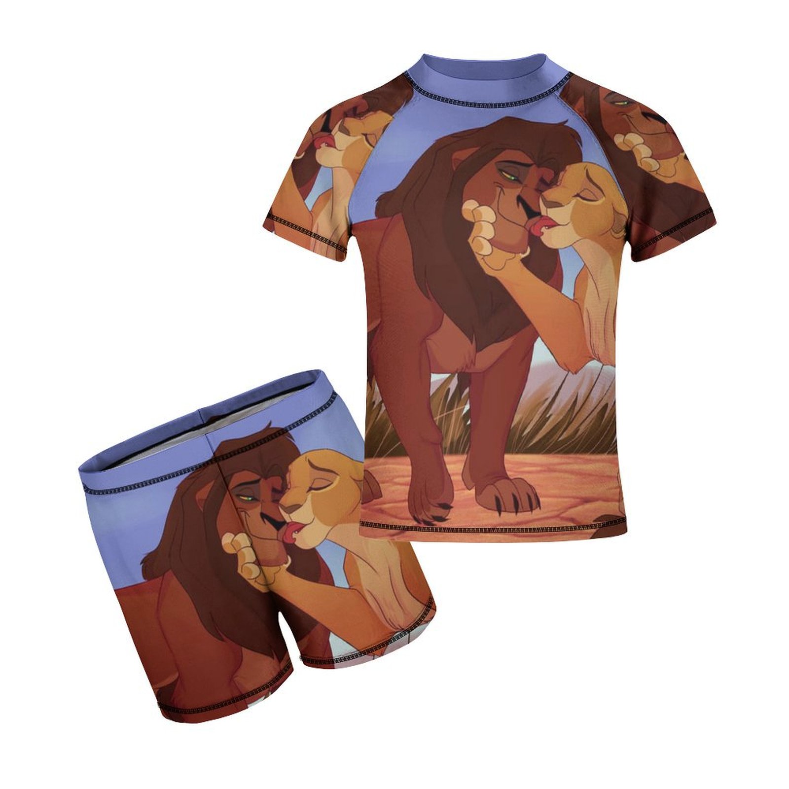 The Lion King Boys 2-Piece Swimsuit Set, Short Sleeve Rash Guard & Swim ...