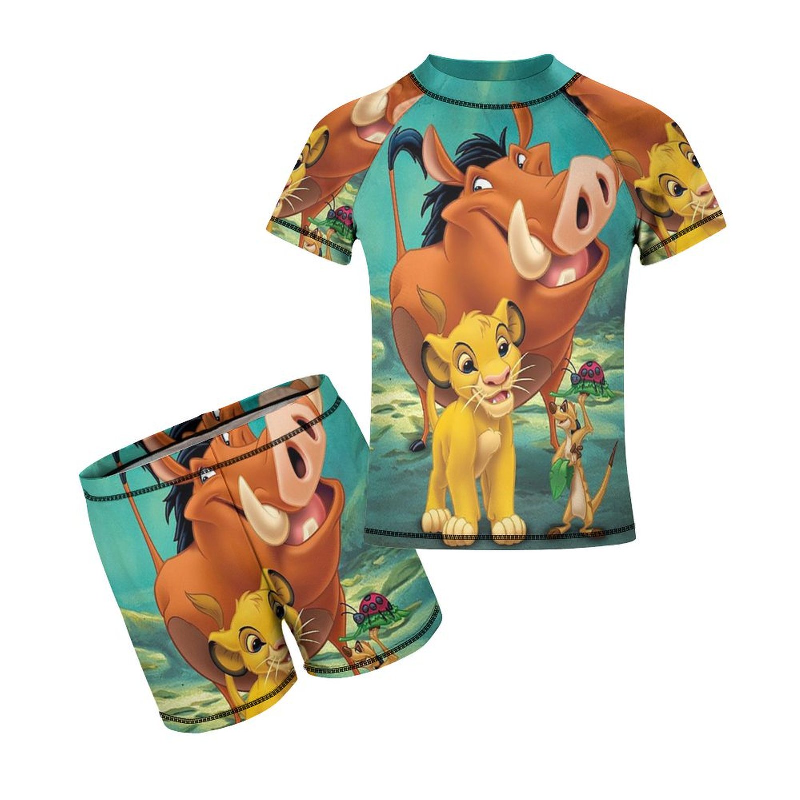 The Lion King Boys 2-Piece Swimsuit Set, Short Sleeve Rash Guard & Swim ...