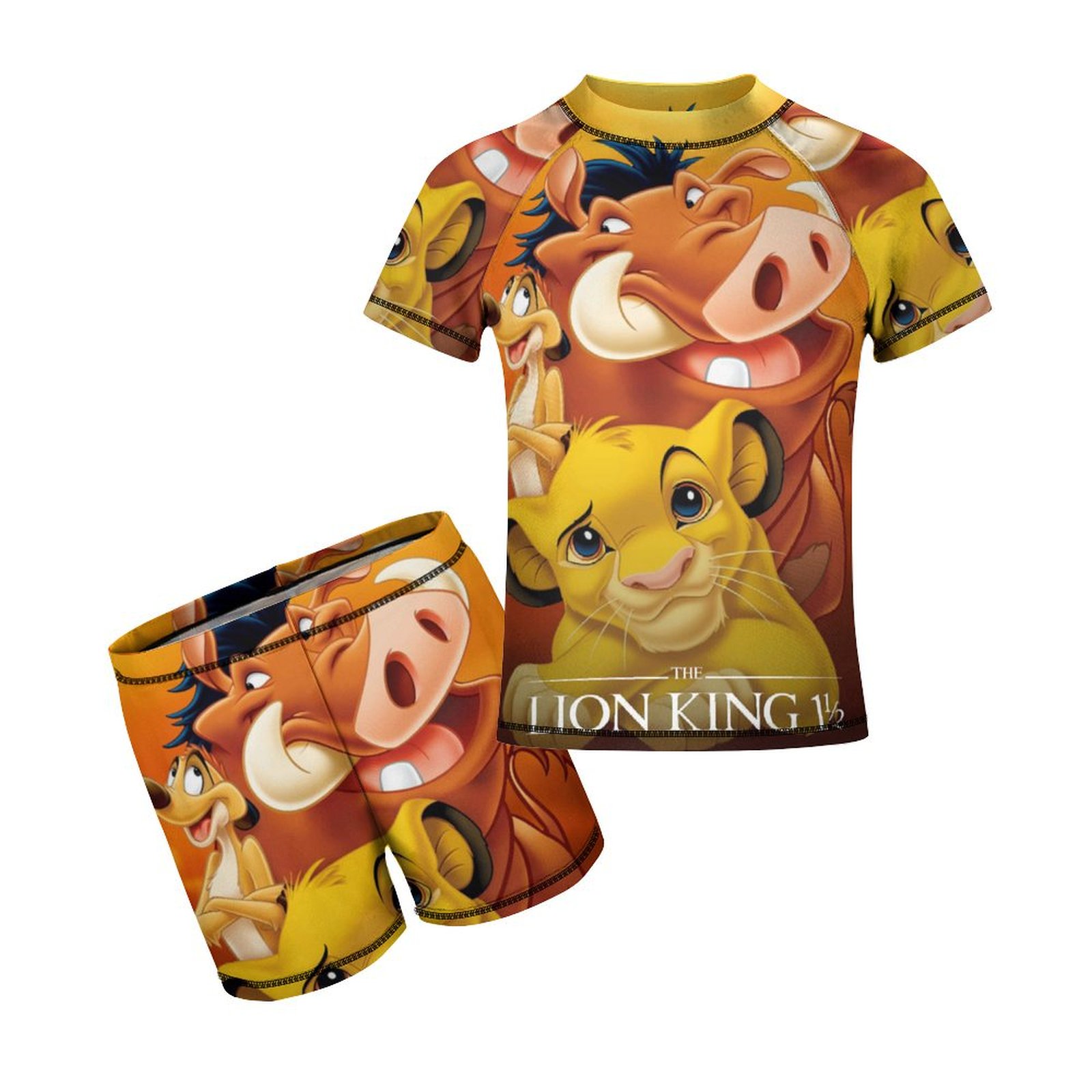 The Lion King Boys 2-Piece Swimsuit Set, Short Sleeve Rash Guard & Swim ...