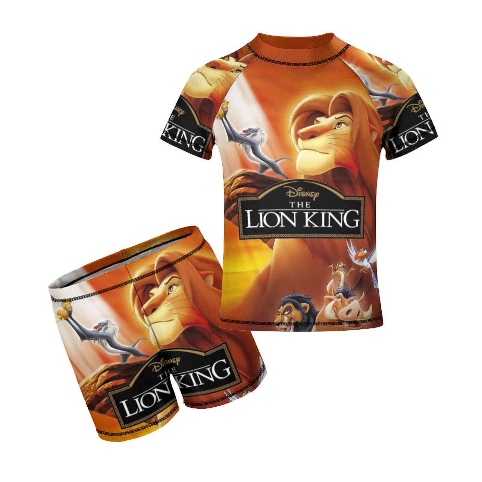 The Lion King Boys 2-Piece Swimsuit Set, Short Sleeve Rash Guard & Swim ...