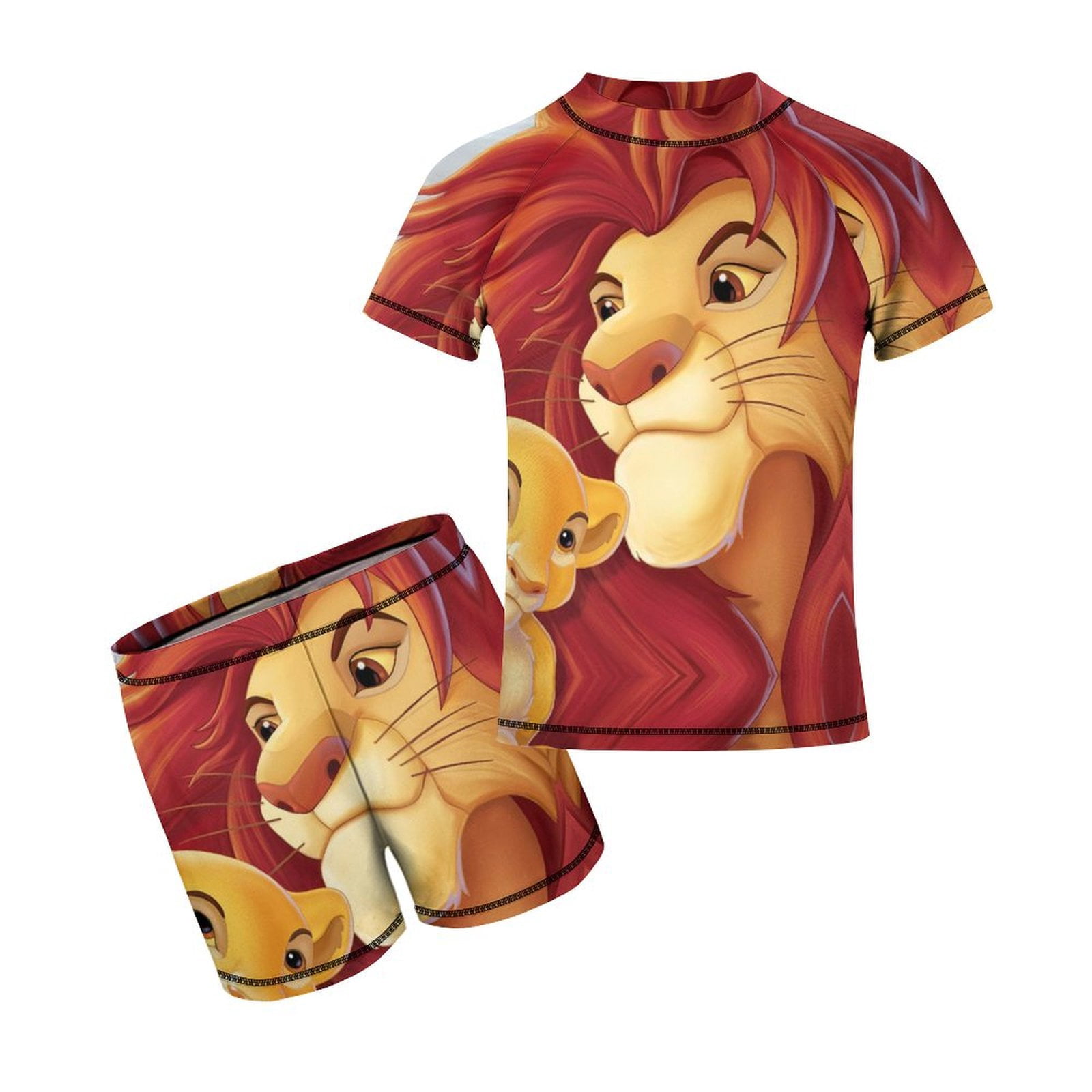The Lion King Boys Rash Guard Set 2 Piece Swimsuits Short Sleeve ...