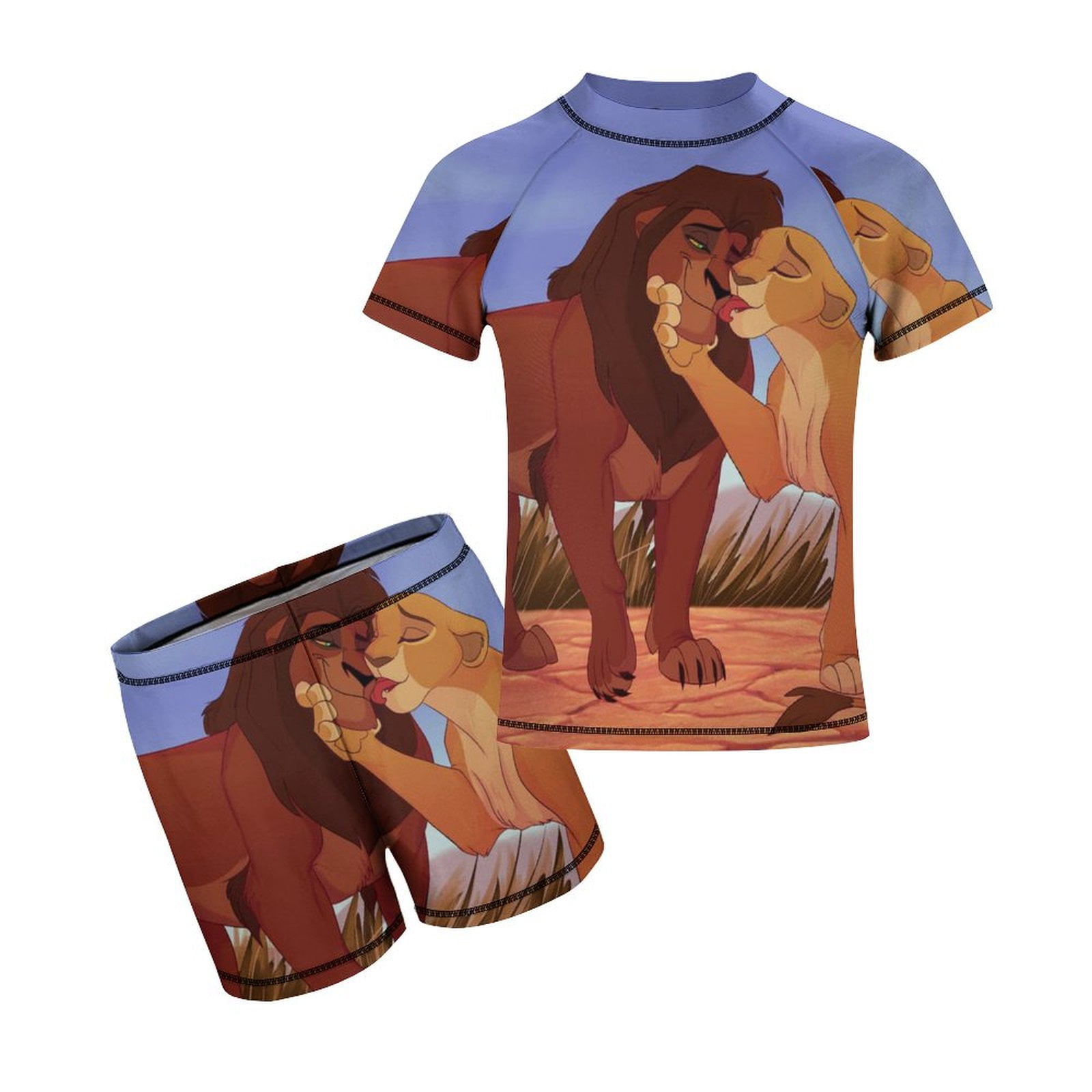 The Lion King Boys Rash Guard Set 2 Piece Swimsuits Short Sleeve ...