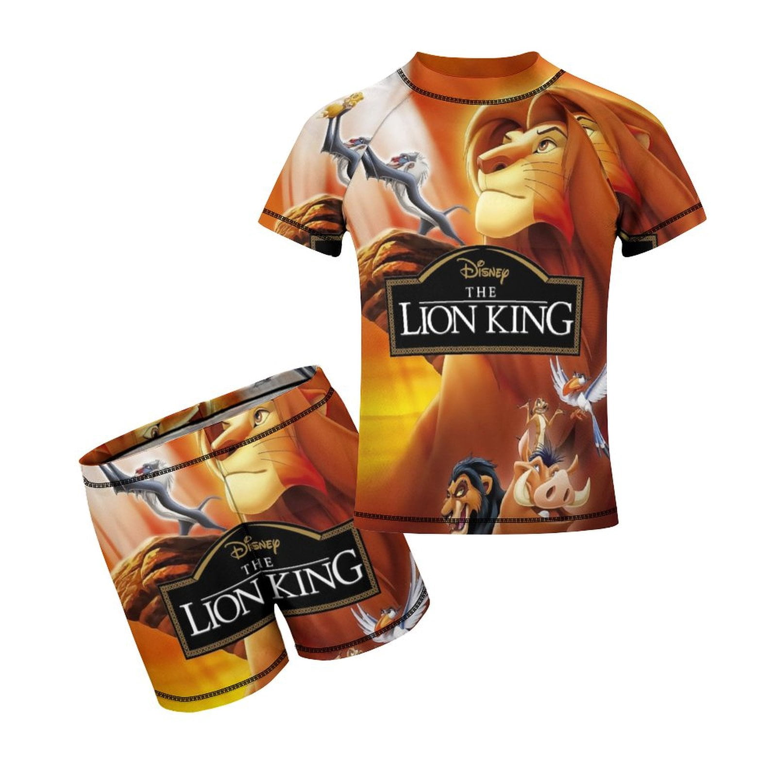 The Lion King Boys Rash Guard Set 2 Piece Swimsuits Short Sleeve ...