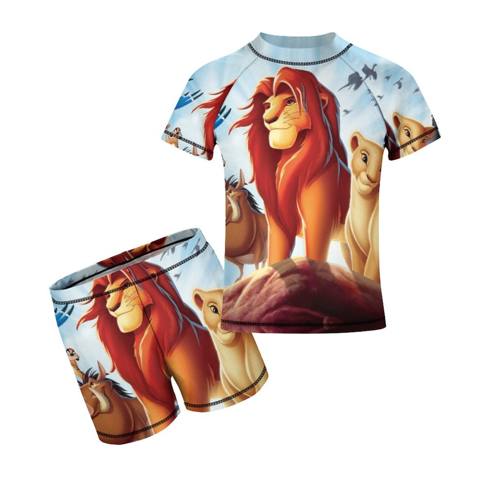 The Lion King Boys Rash Guard Set 2 Piece Swimsuits Short Sleeve ...