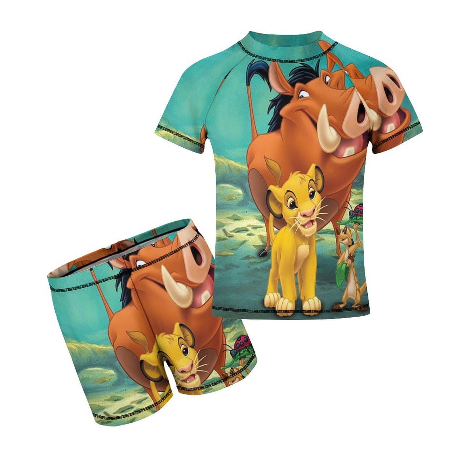 The Lion King Boys Rash Guard Set 2 Piece Swimsuits Short Sleeve ...