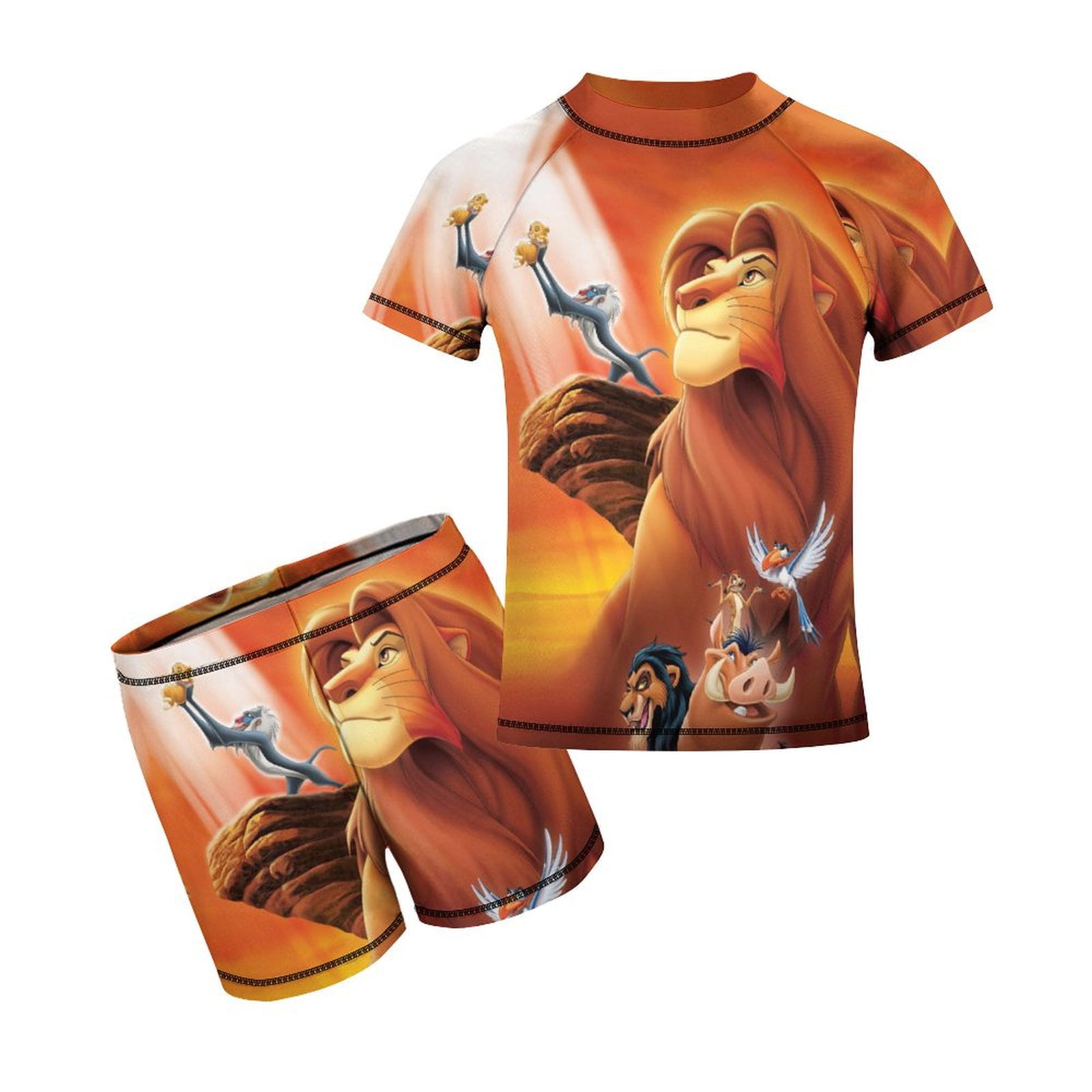 The Lion King Boys Rash Guard Set 2 Piece Swimsuits Short Sleeve ...