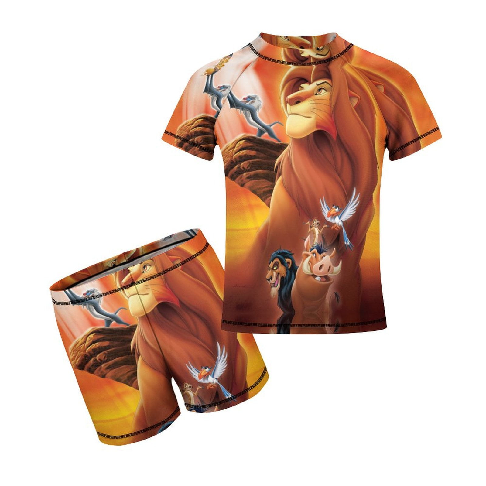 The Lion King Boys Two Piece Rash Guard Swimsuits Kids Short Sleeve ...