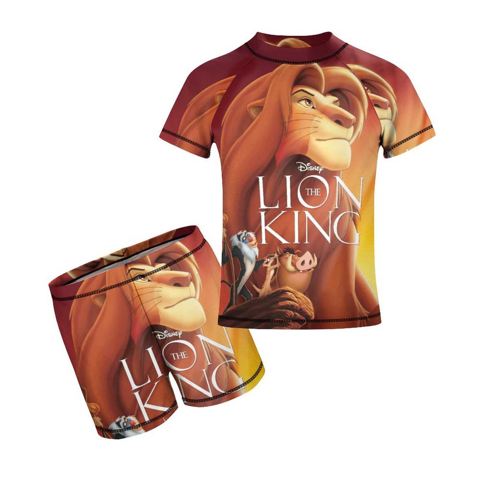 The Lion King Boys Two Piece Swimsuit Kids Swimwear Set Short Sleeve ...