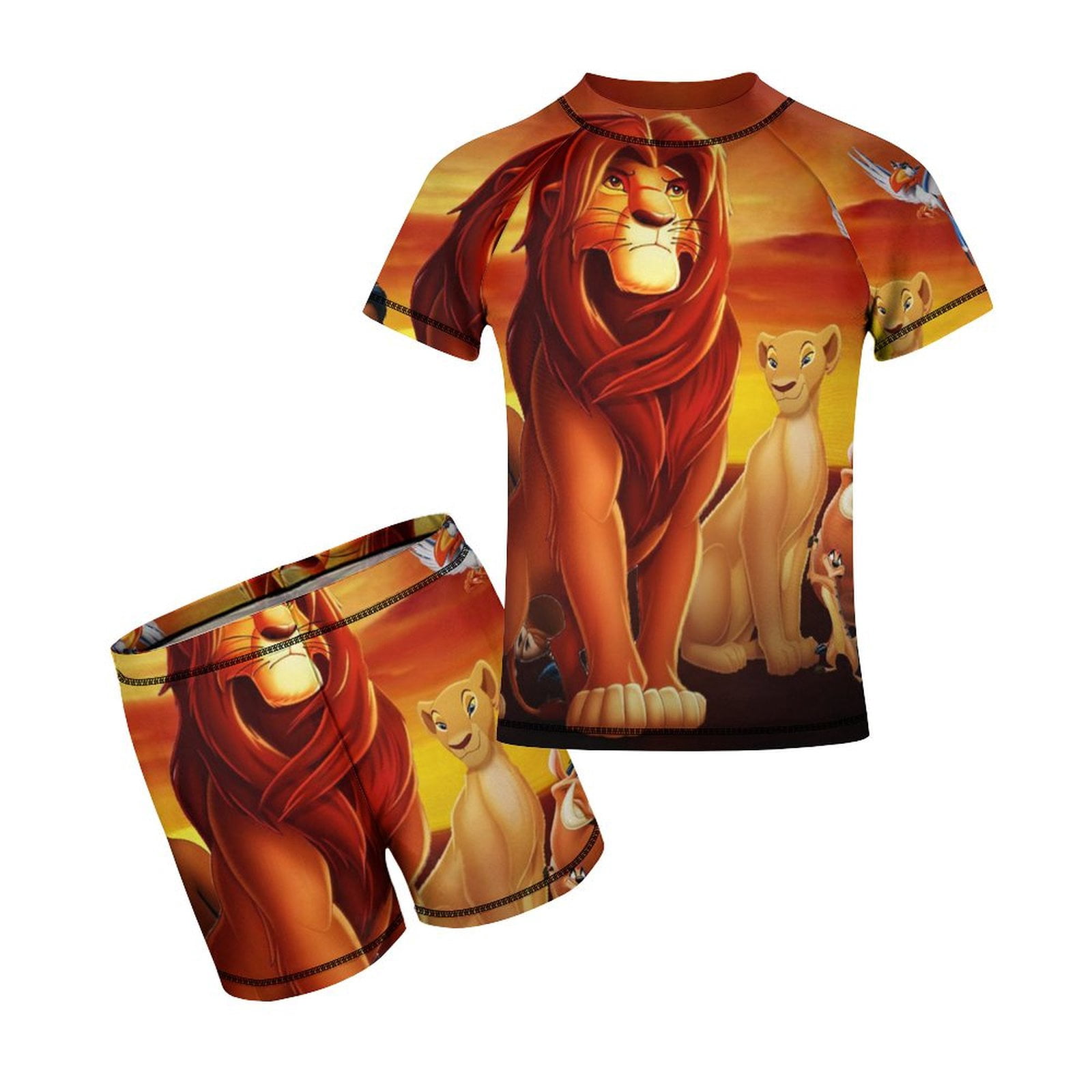 The Lion King Boys Two Piece Swimsuit Kids Swimwear Set Short Sleeve ...