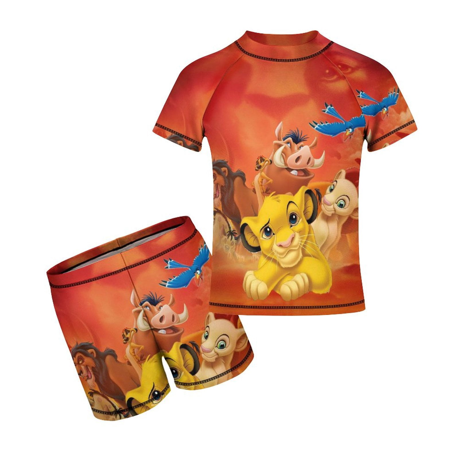 The Lion King Boys Two Piece Swimsuit Kids Swimwear Set Short Sleeve ...