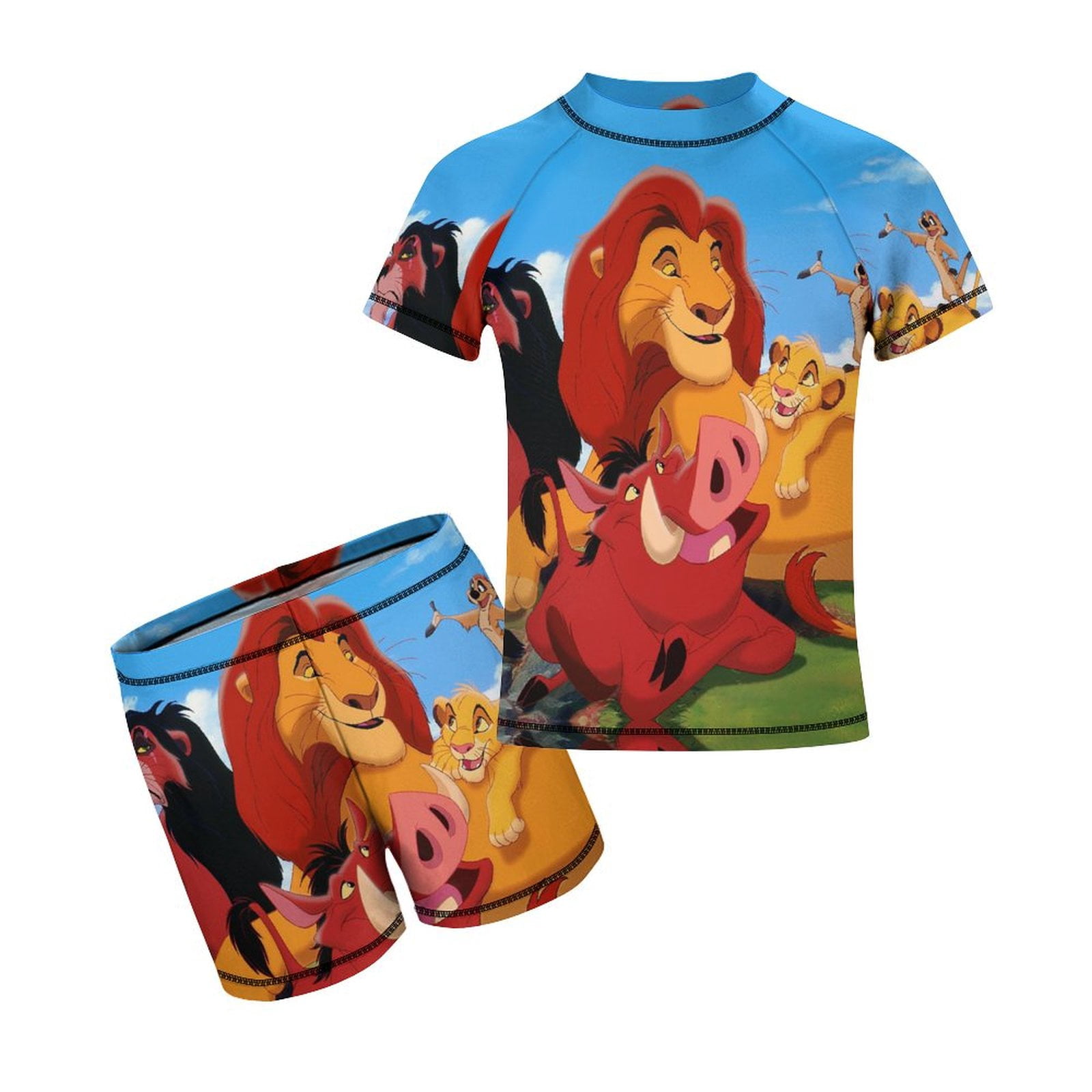 The Lion King Boys Two Piece Swimsuit Kids Swimwear Set Short Sleeve ...