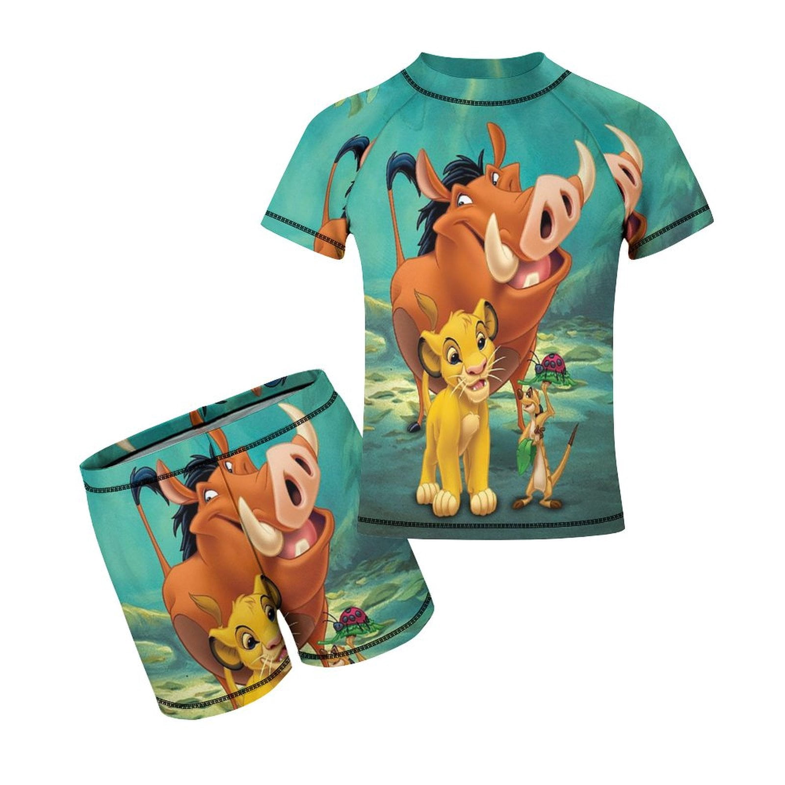 The Lion King Boys Two Piece Swimsuit Kids Swimwear Set Short Sleeve ...